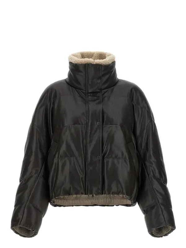 Brunello Cucinelli Long-sleeved Leather Jacket - Brown