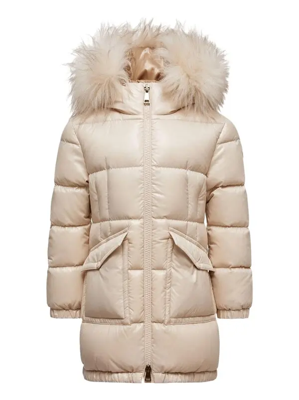 Moncler Aruna Shearling-trimmed Hooded Down Jacket - Light Beige