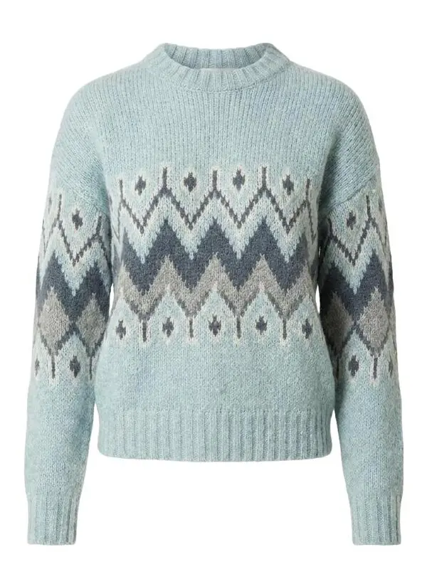Eleventy Geometric Pattern Ribbed Crew Neck Sweater - White