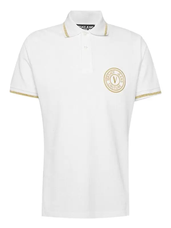 Versace Logo Embroidered Polo Shirt - White