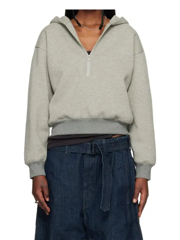 Fear Of God Half-zip Logo-patch Hoodie - Grey
