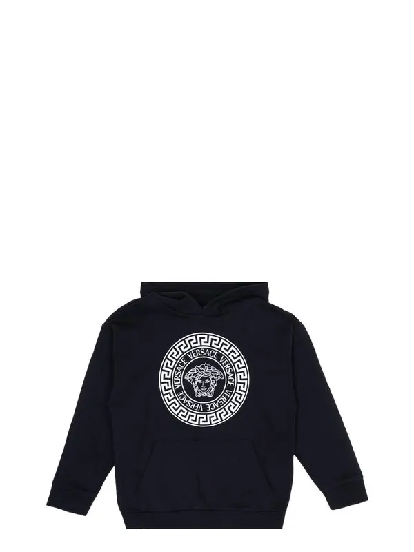 Versace Medusa Print Cotton Hoodie - Black