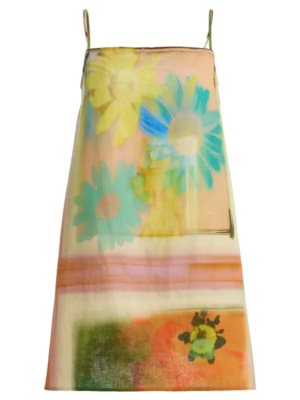 Staud Laura Linen Floral Print Mini Dress - Multi