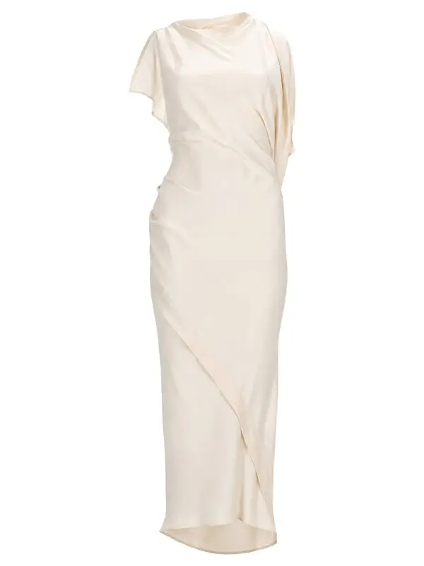 Victoria Beckham Kyra Asymmetrical Draped Midi Dress - Ivory