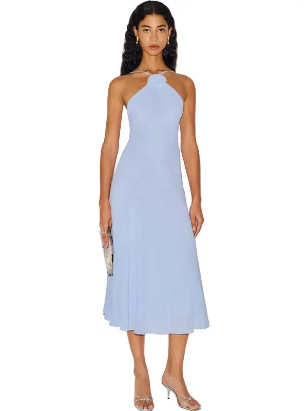 REFORMATION Deniz Dress Floral Halterneck Midi Dress - Blue