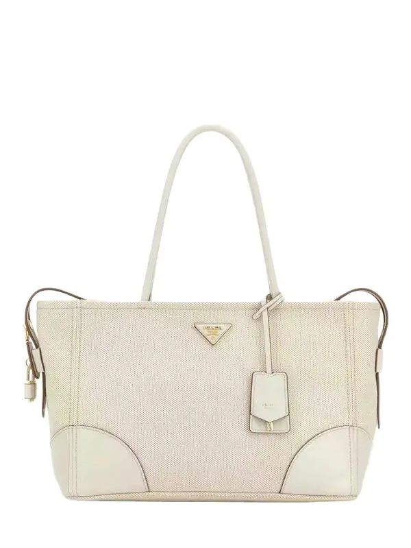 Prada Large Canvas Tote Bag - Neutrals