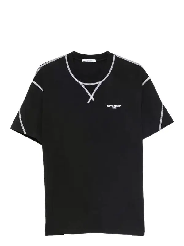 Givenchy Contrast-topstitched Logo-print T-shirt - Black