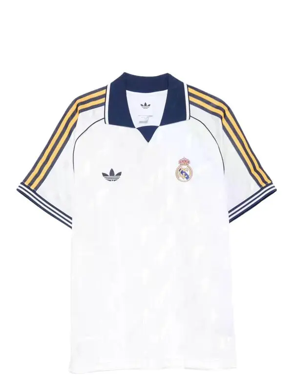 Adidas Real Og Logo-embroidered Striped T-shirt - White