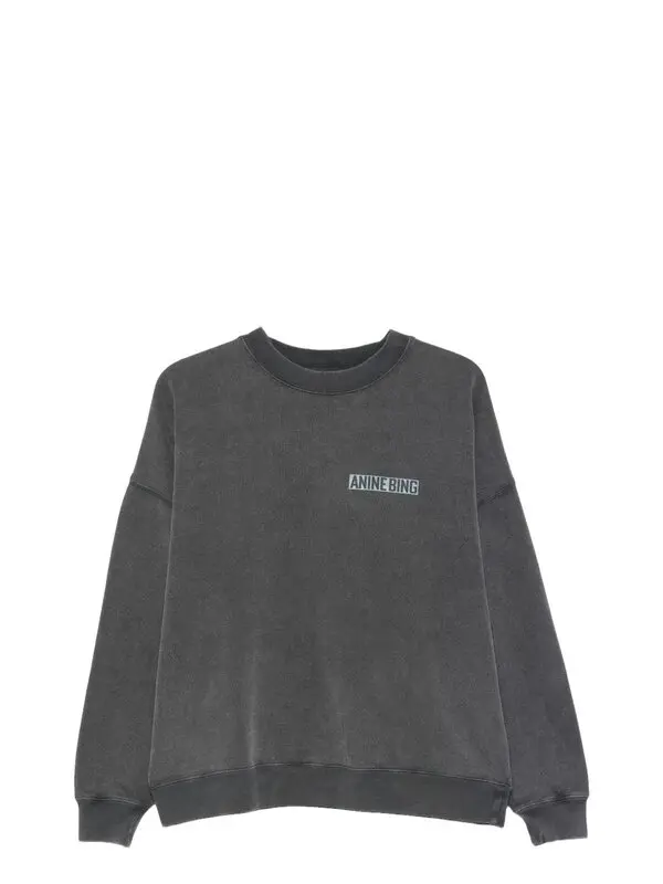 ANINE BING Miles Logo Print Cotton Sweatshirt - Grey
