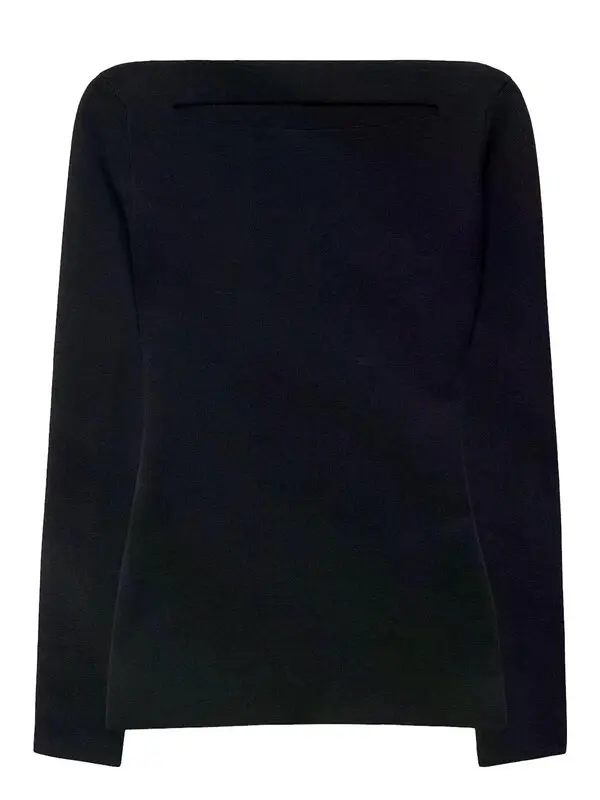 Another Tomorrow Cut-out Knitted Top - Black