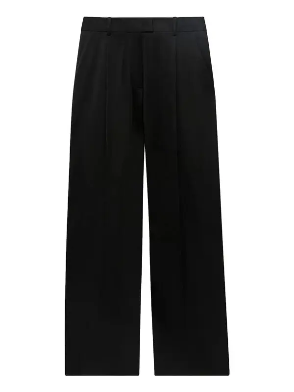 Another Tomorrow Relaxed Wide Leg Merino Wool Pants - Black