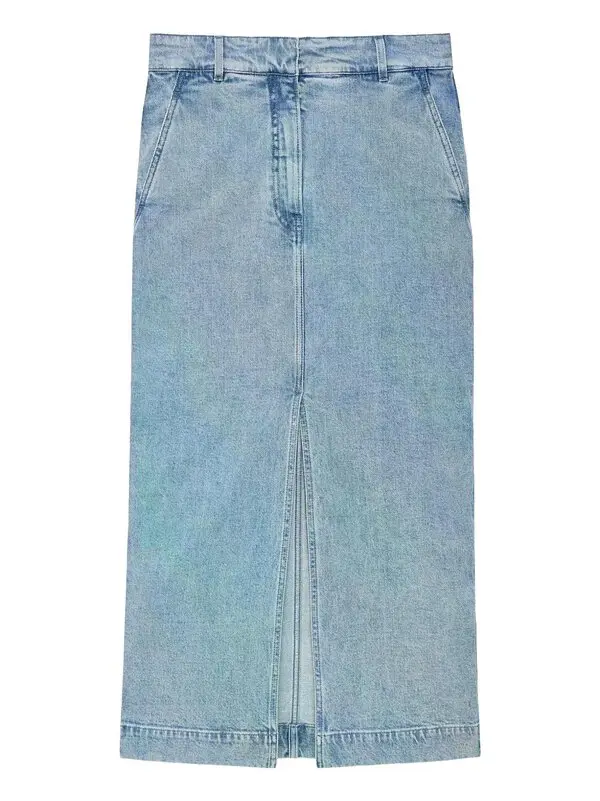Another Tomorrow Organic Cotton Denim Midi Skirt - Blue