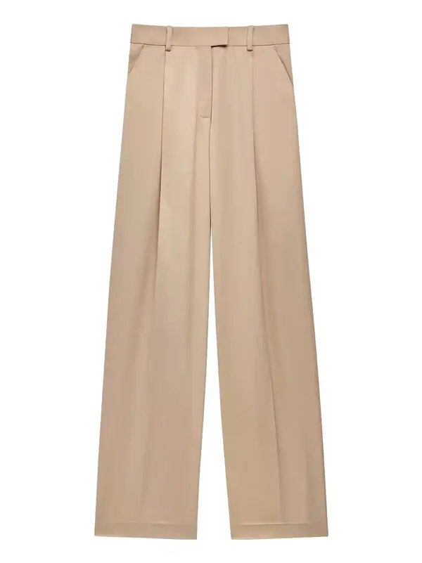 Another Tomorrow Pleated Merino Wool Trousers - Neutrals