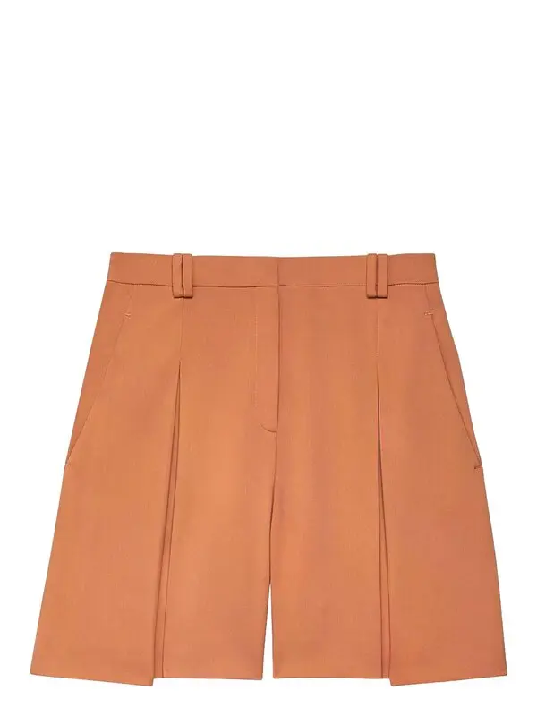 Another Tomorrow High-waisted Pleated Shorts - Orange