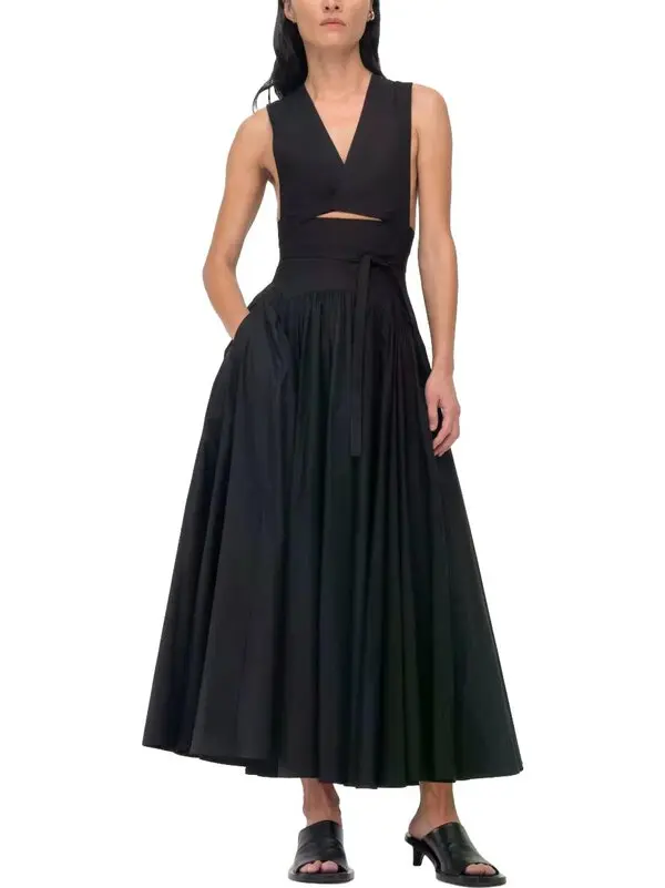 Another Tomorrow Organic Cotton Cut-out Dress - Black