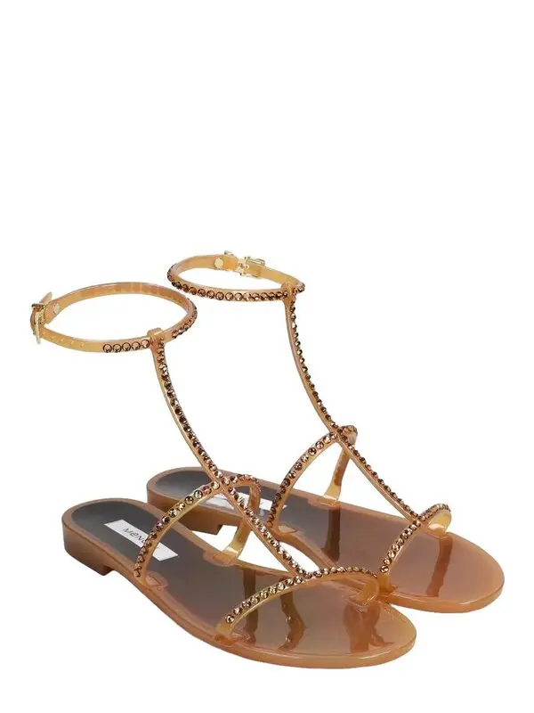 Menghi Crystal-embellished Ankle-strap Sandals - Neutrals