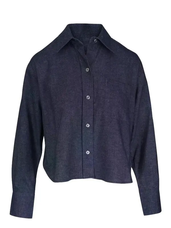 Vince Chest Pocket Cropped Shirt - Blue