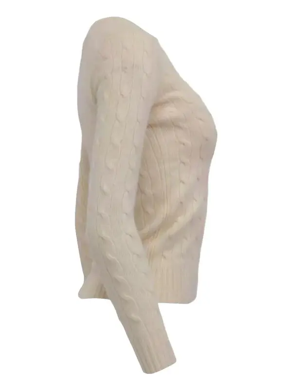 Ralph Lauren Cream Cashmere Cable Knit Sweater - Neutrals