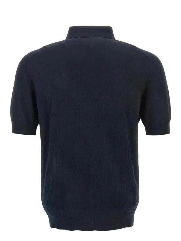 FILIPPO DE LAURENTIIS Checked-stitch Cotton Polo Shirt - Blue