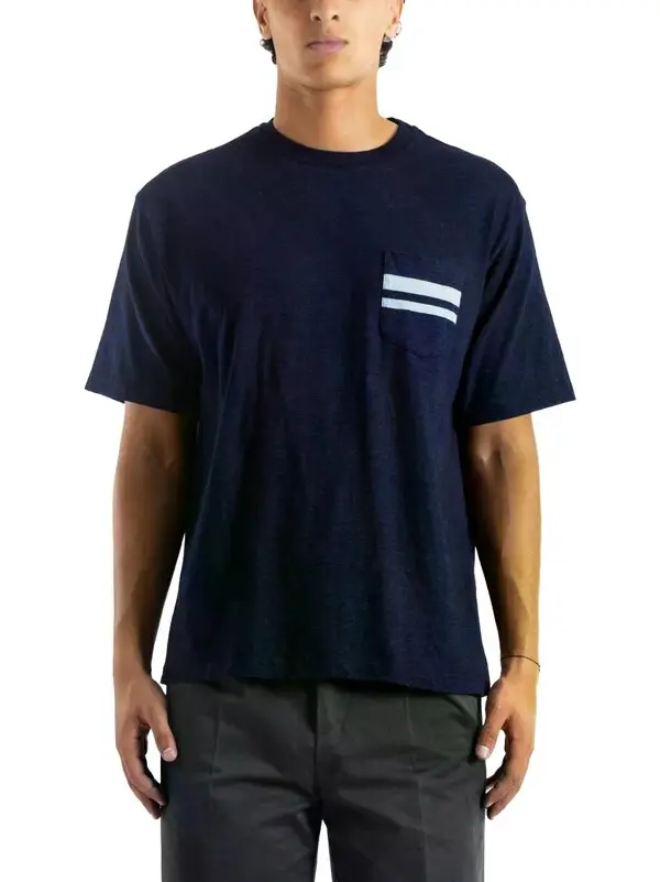 MOMOTARO Yarn-dyed Short-sleeve T-shirt - Blue