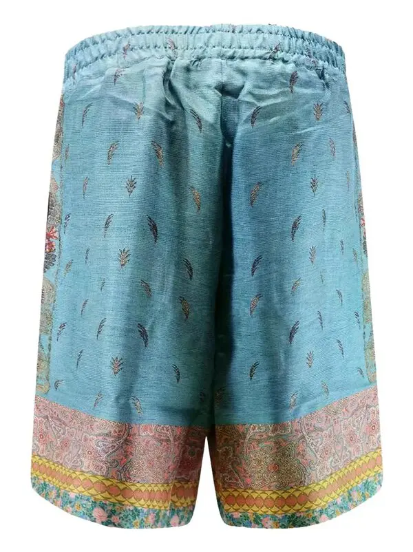 PIERRE-LOUIS MASCIA Floral Print Silk Shorts - Blue