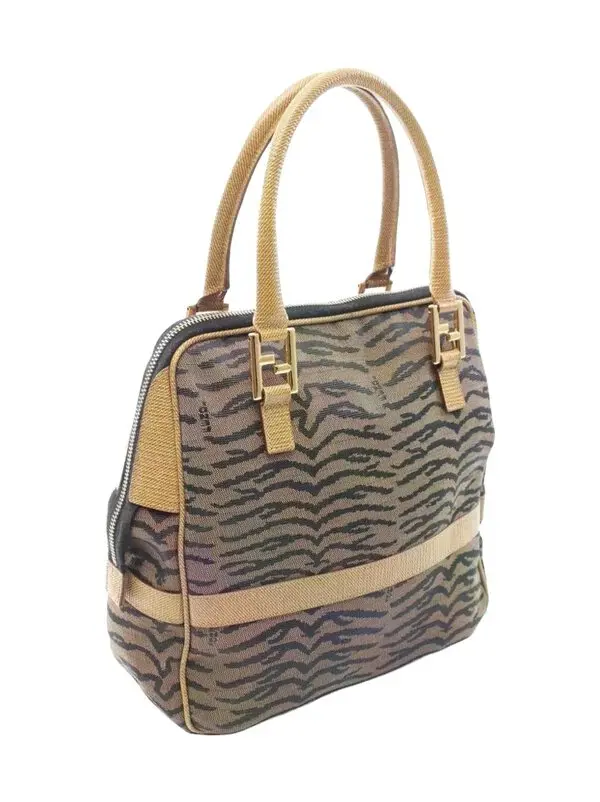 Fendi Zebra Canvas Tote Bag - Neutrals