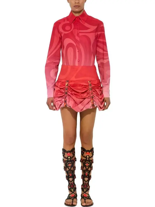 Emilio Pucci Marmo Degradé-print Ramie Shirt - Red