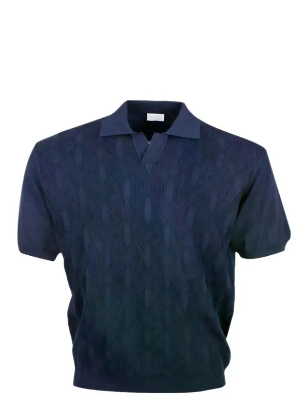 04651 / A TRIP IN A BAG Jacquard Johnny Polo Shirt - Blue