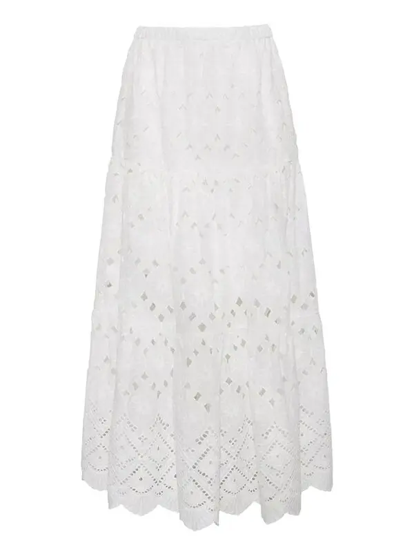 Cara Cara Melanie Eyelet-embroidered Maxi Skirt - White