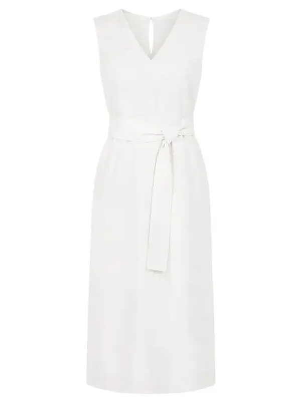 Calvin Klein V-neck Belted Dress - White