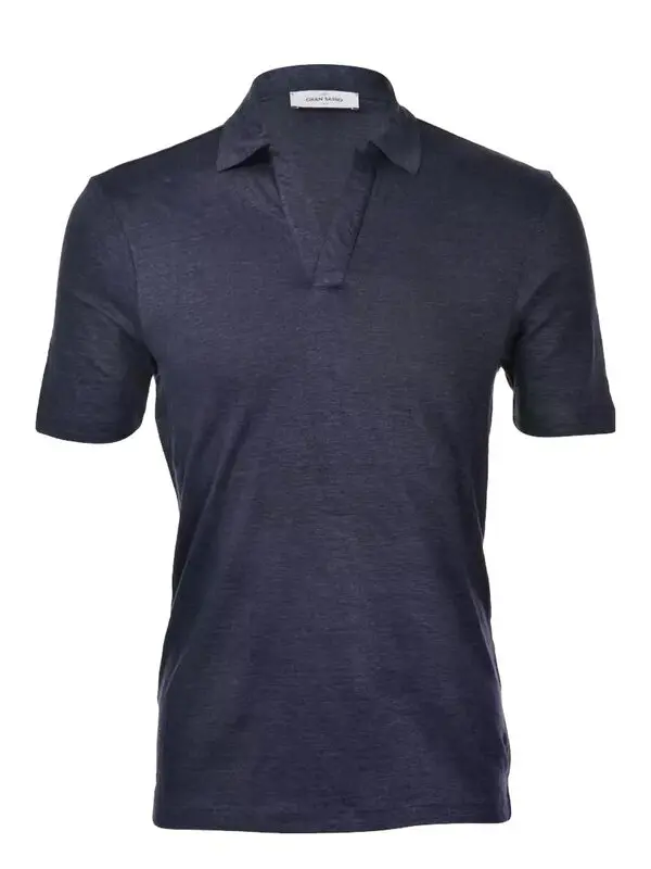 GRAN SASSO Slub-texture Polo-collar T-shirt - Blue