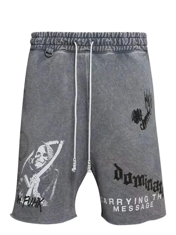 PALY Graphic Print Raw-cut Shorts - Grey