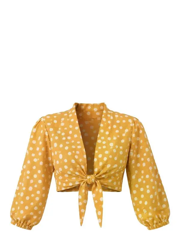 ADRIANA DEGREAS Polka-dot Tie-fastening Blouse - Yellow