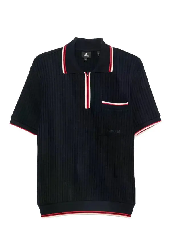 Mackage Estaban Striped-trim Zip-neck Polo Shirt - Blue