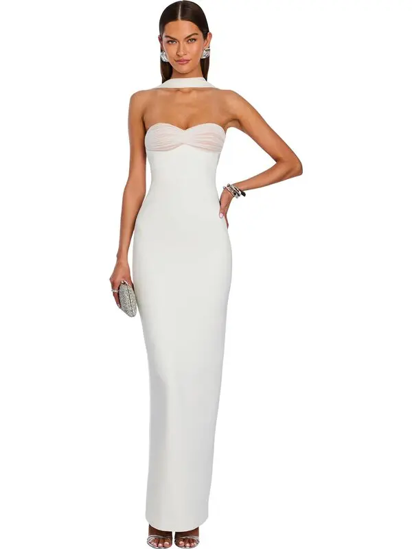 Retrofete Daufine Strapless Gown With Open Back - White