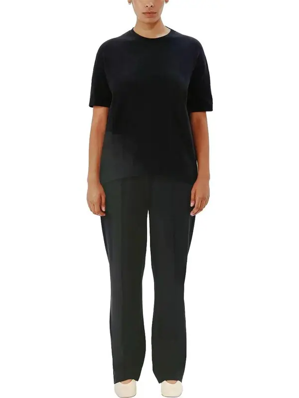 Another Tomorrow Seamed Cotton T-shirt - Black
