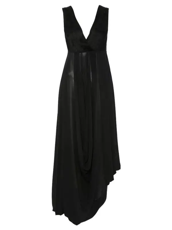 ANTONIO MARRAS VINTAGE 2020s Floral Jacquard Draped Dress - Black