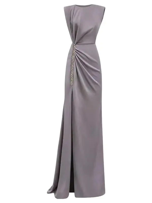 GEMY MAALOUF Draped Crystal-embellished Dress - Grey