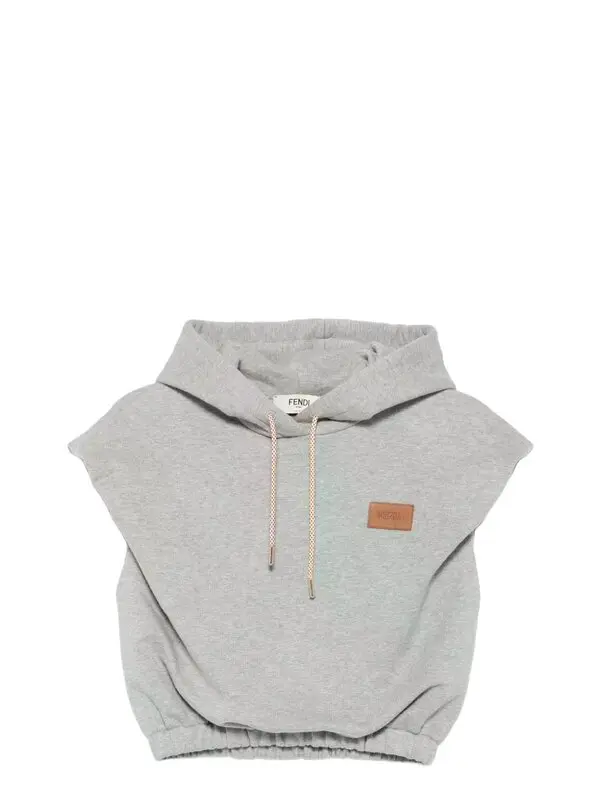 Fendi Logo Patch Sleeveless Hoodie - Grey