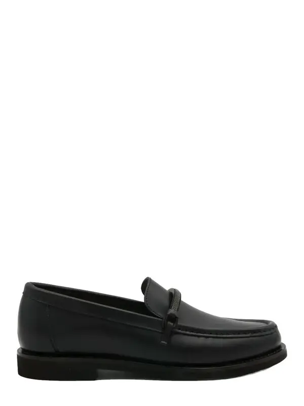 Brunello Cucinelli Monili Leather Loafers - Black