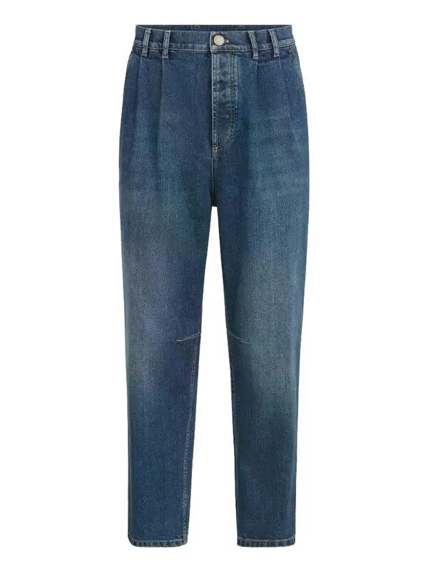 Brunello Cucinelli Iconic-fit Double Pleat Five-pocket Comfort Cotton Denim Trousers - Blue