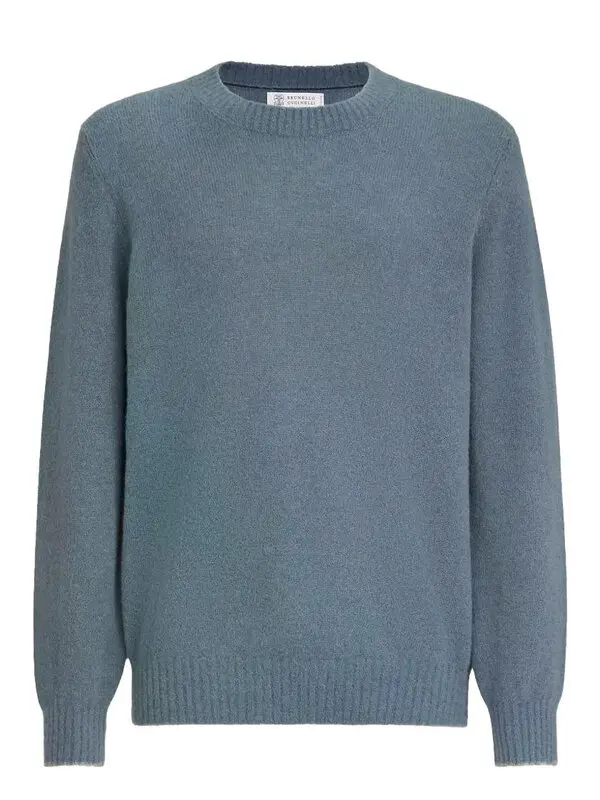 Brunello Cucinelli Alpaca, Cashmere And Wool Crew Neck Sweater - Blue
