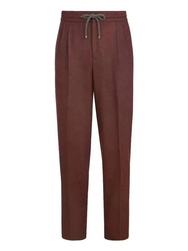 Brunello Cucinelli Virgin Wool And Cashmere Flannel Trousers - Red