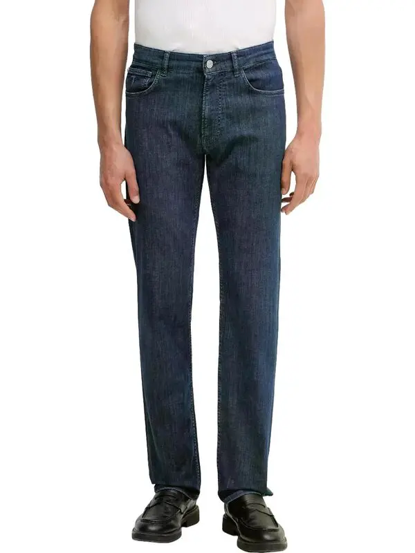 TRUSSARDI Straight-leg Jeans With Logo Patch - Blue