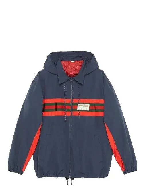 Gucci Label Nylon Jacket - Blue