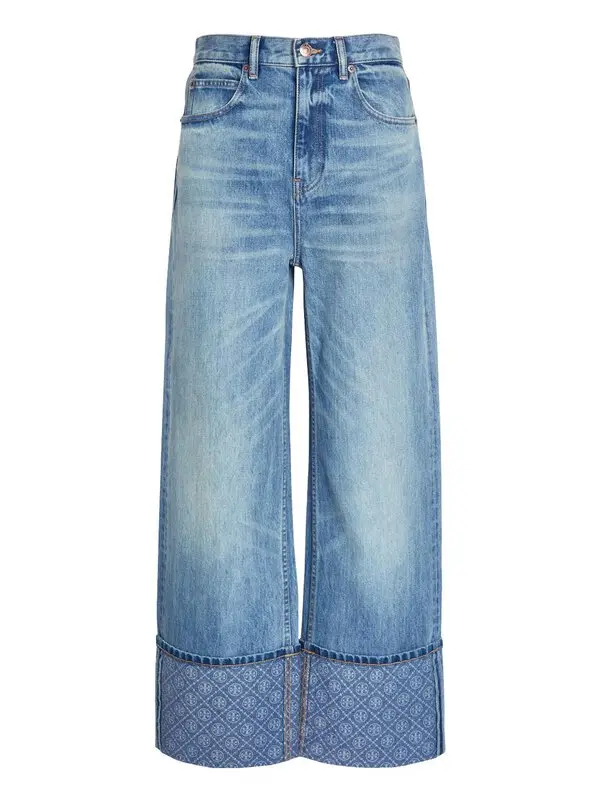 Tory Burch Logo Straight-leg Denim Jeans - Blue