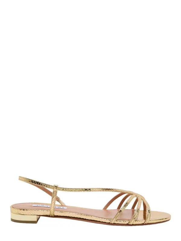 AQUAZZURA Snake-effect Metallic Leather Sandals - Gold