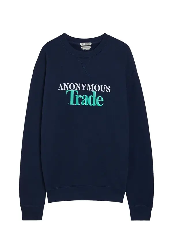 JW Anderson Embroidered Cotton Sweatshirt - Navy