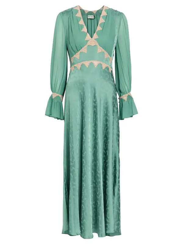 Rixo Arlena Floral Jacquard Midi Dress - Green