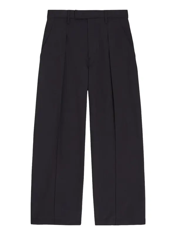 LEMAIRE Wide-leg Pleated Cotton Trousers - Black